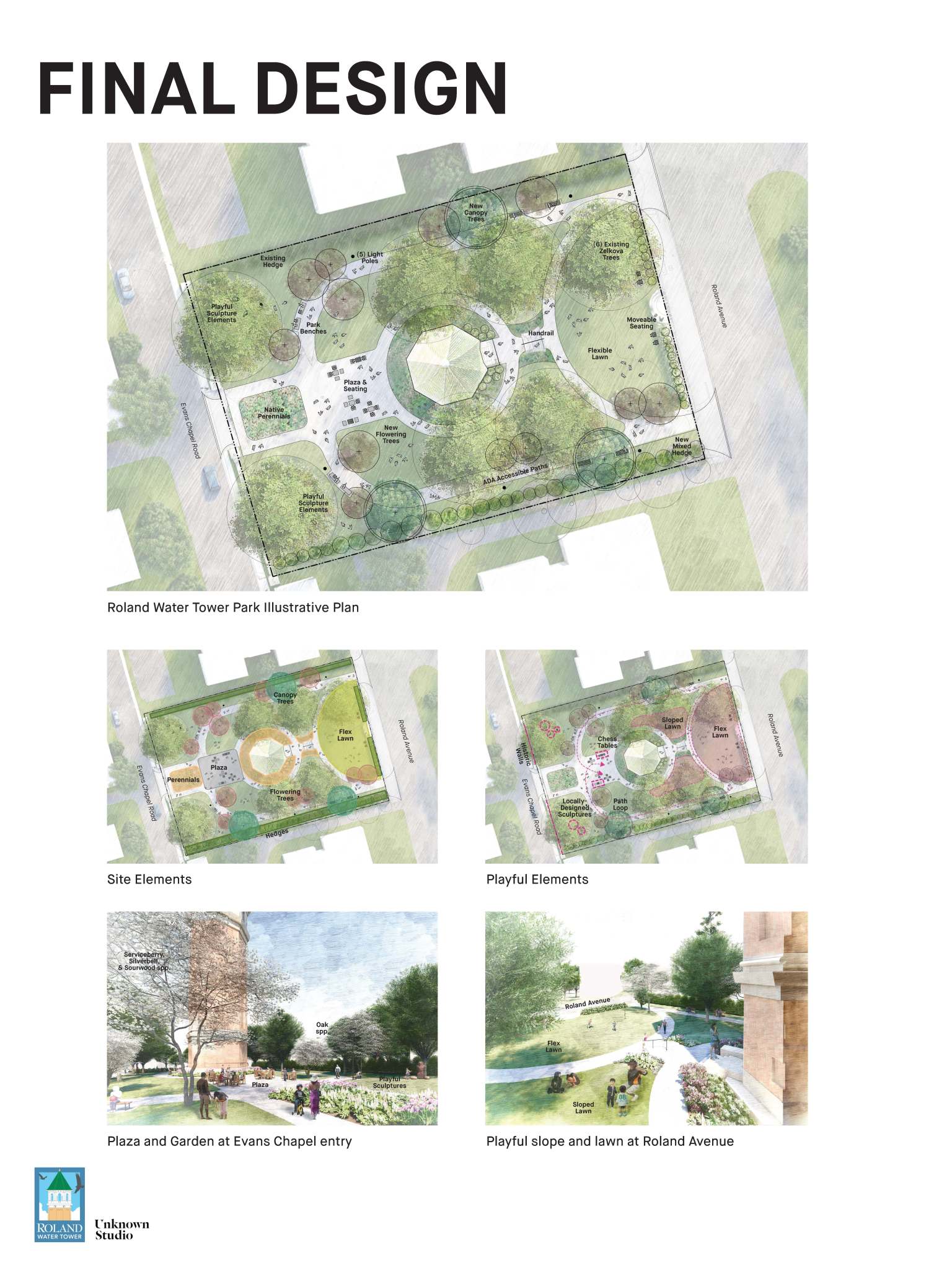 Final Park Design Boards and Renderings – Friends of the Roland Water Tower