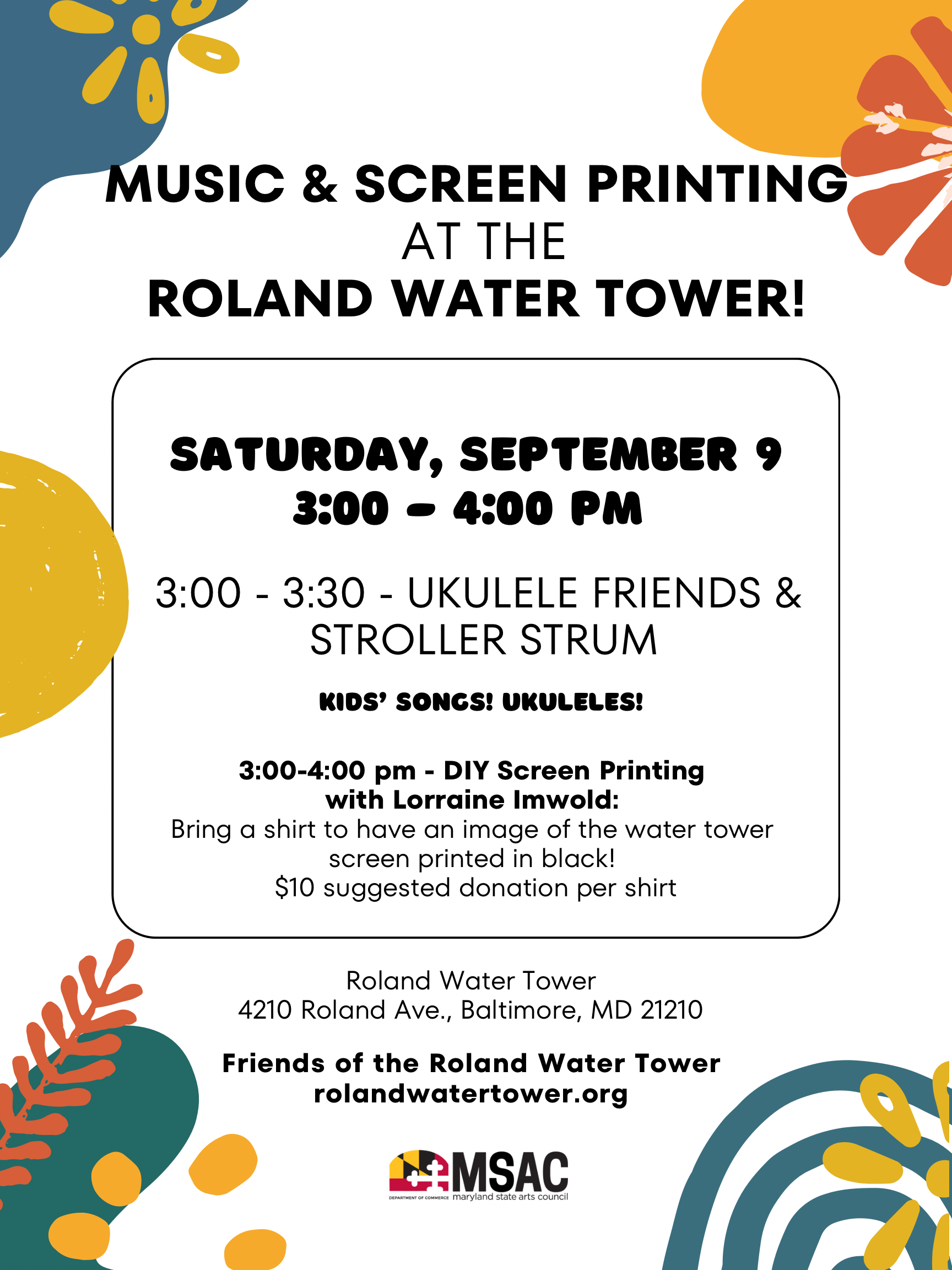 Saturday 9/9/23 at 3pm: Music + screen printing! – Friends of the ...